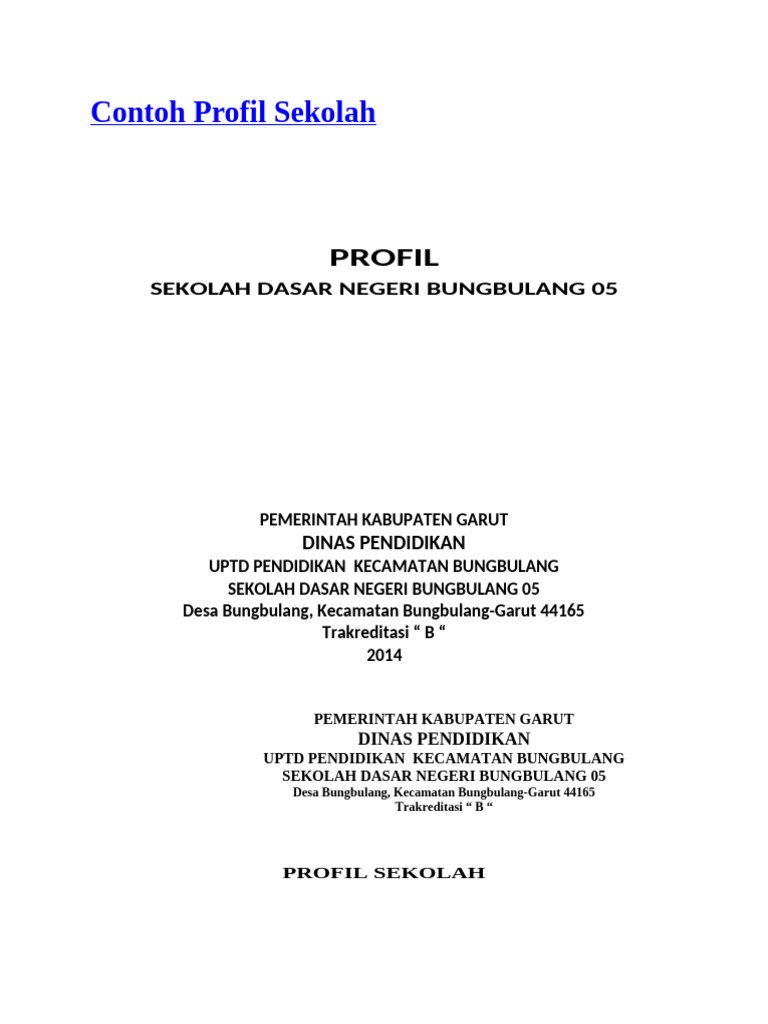Contoh Profil Sekolah | PDF