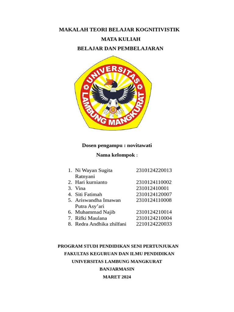 Makalah Belajar Dan Pembelajaran | PDF Makalah Belajar Dan Pembelajaran | PDF