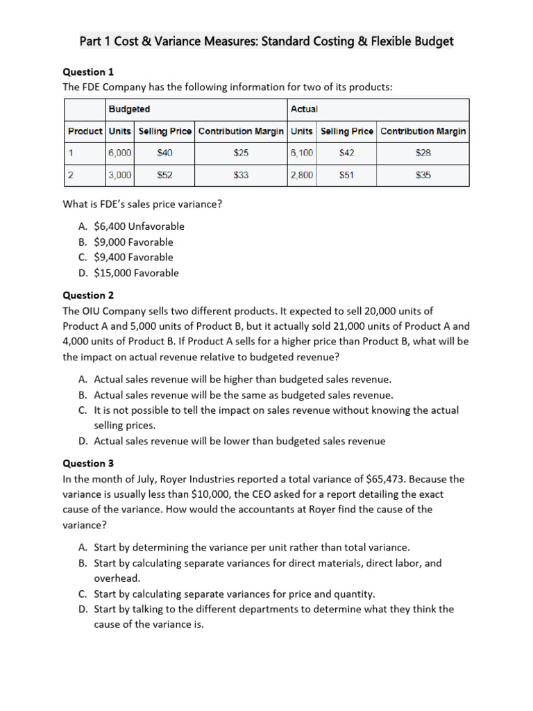 Cost & Variance Analysis Overview | PDF | Labour Economics | Income