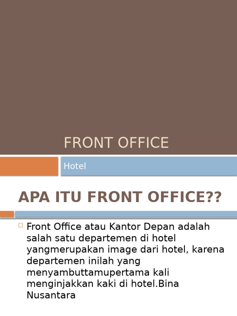 Front Office | PDF
