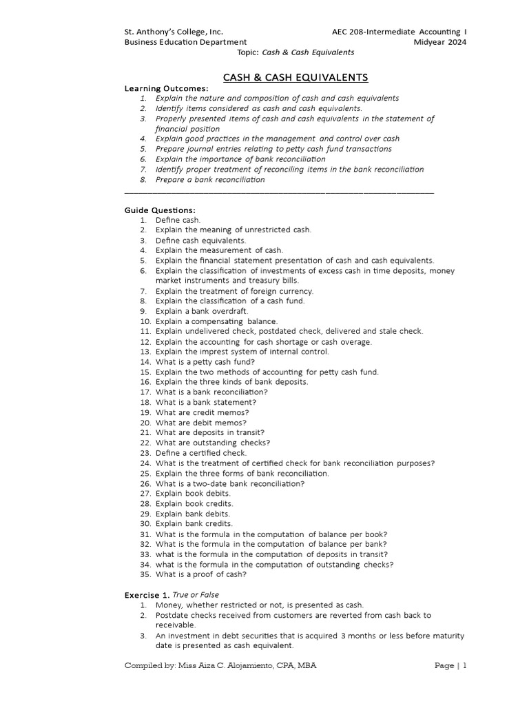 Cash & Cash Equivalents | PDF