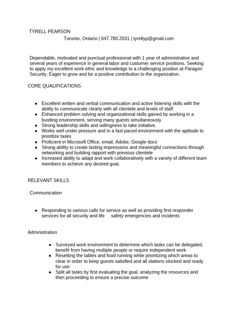Tyrell Pearson Resume 2023 | PDF