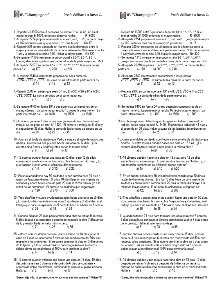 REPARTO-REGLA DE 3 | PDF