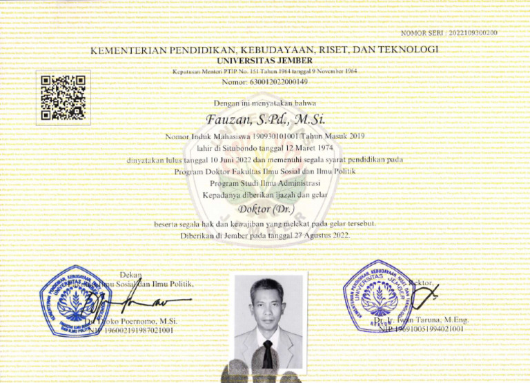 IJAZAH S3 - FAUZAN - Compressed | PDF