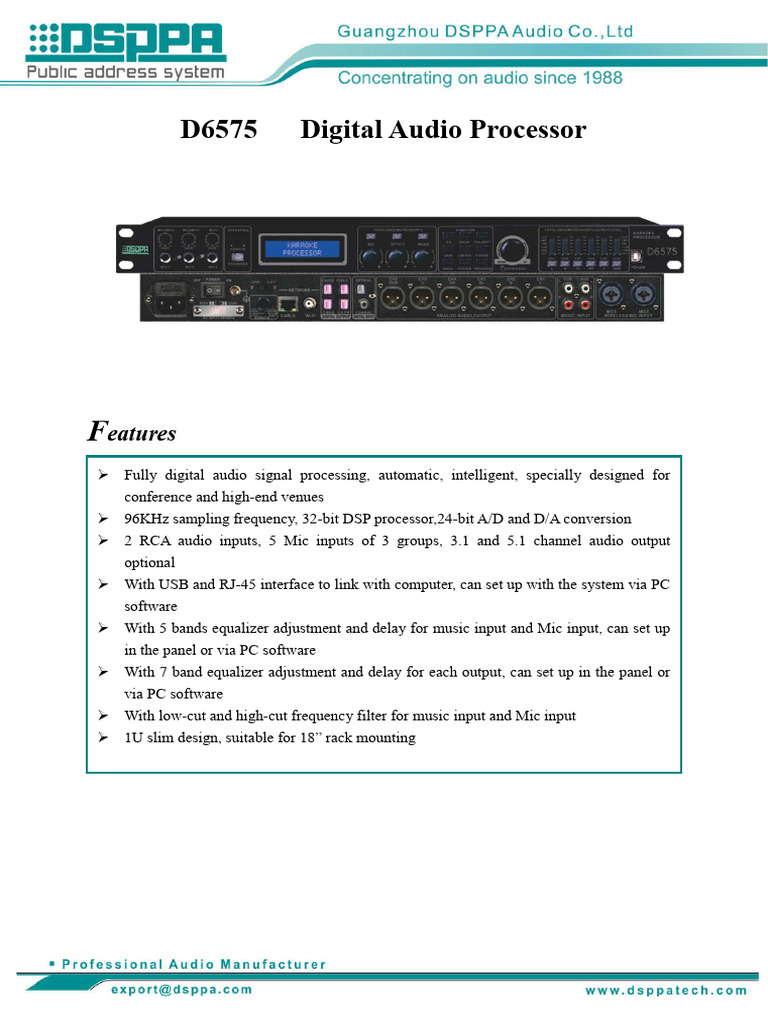 Data Sheet d6575 Digital Audio Processor | PDF