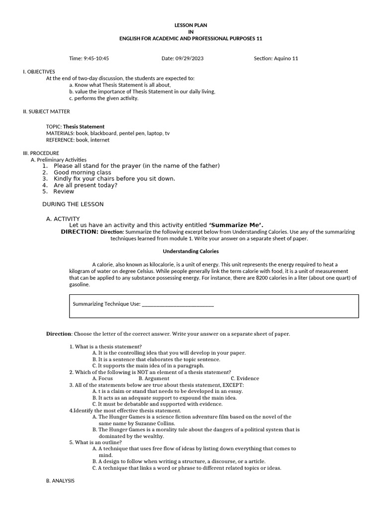 Lesson Plan 1ST Sem | PDF