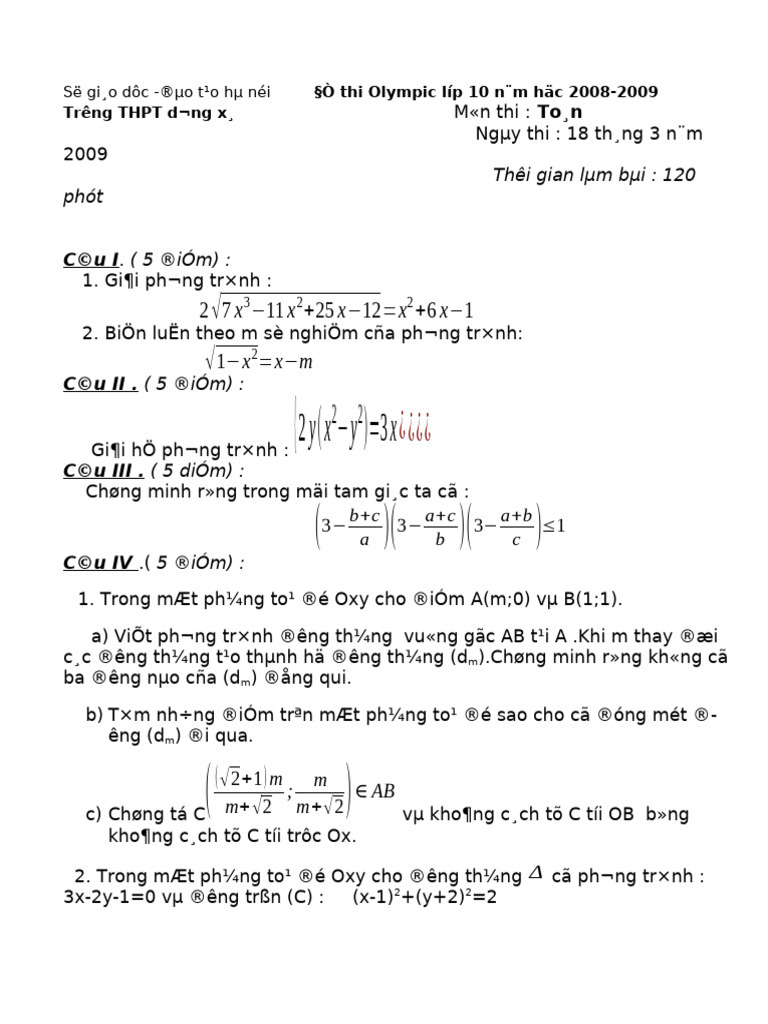 De Dapan DX HSG Toan 10 2009 | PDF