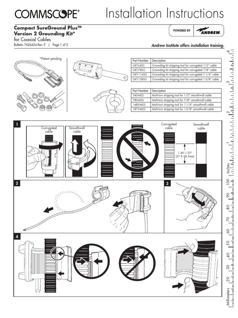 Compact Sureground Plus Version 2 Grounding Kit For Coaxial Cables | PDF