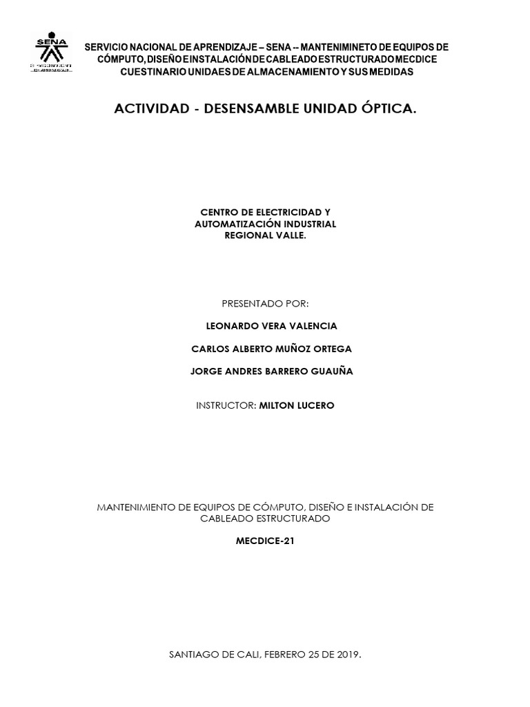 Actividad - Desensamble Unidad Óptica. | PDF