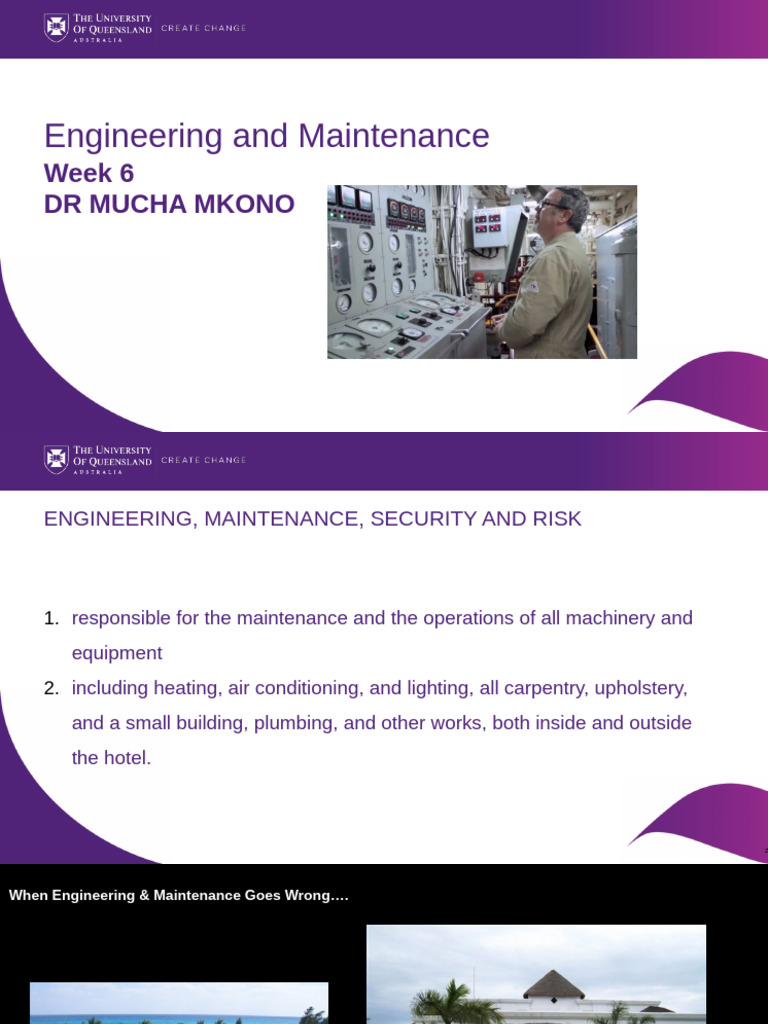 Week 6 Lecture Slides - Engineering, Maintenance & Security | PDF