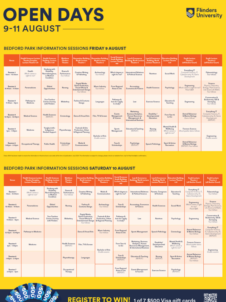 2024 Open Days Info Session Timetable | PDF