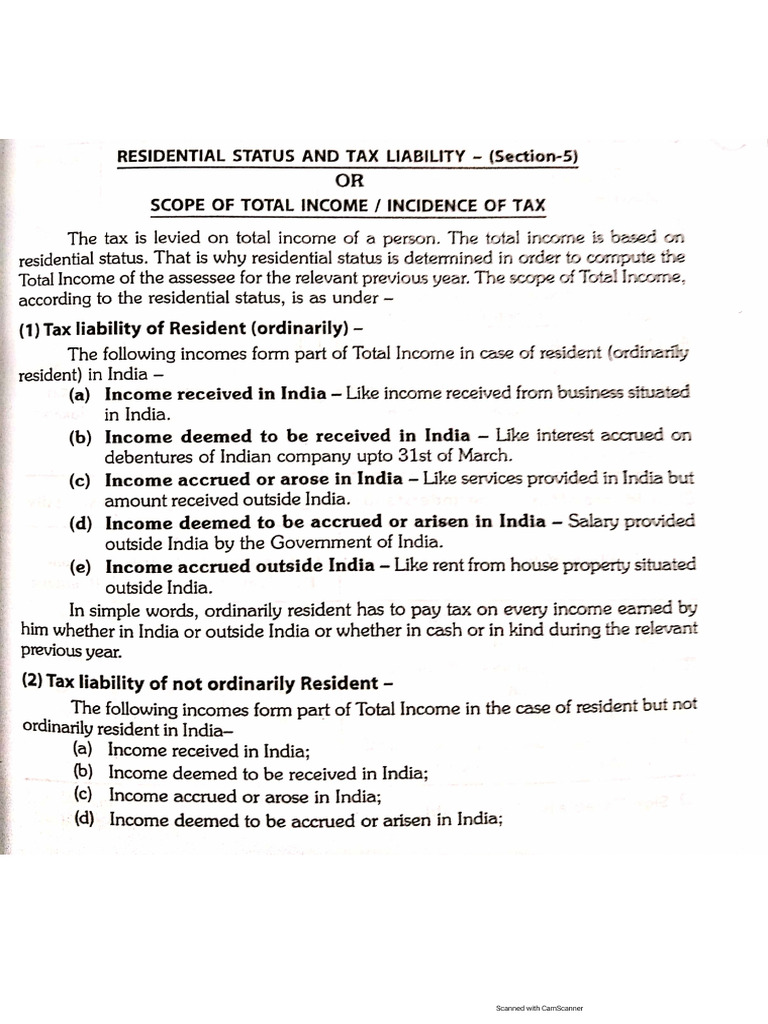Residential Status & Tax Liability | PDF