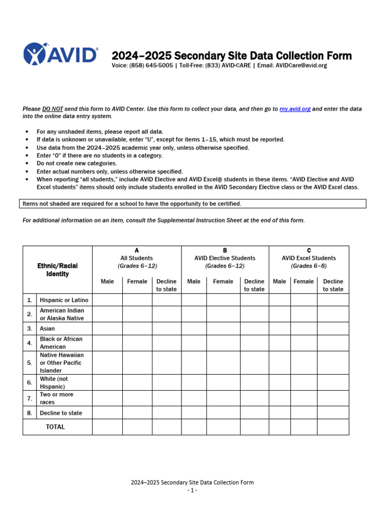 Secondary Site Data Collection Form | PDF