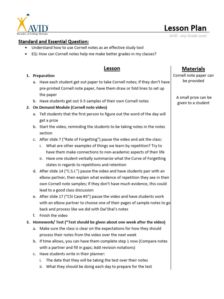 Handouts - Cornell Notes for Students | PDF