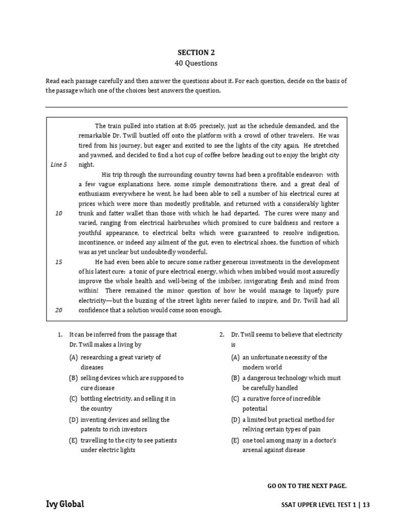 SSAT Practice Test 3 | PDF