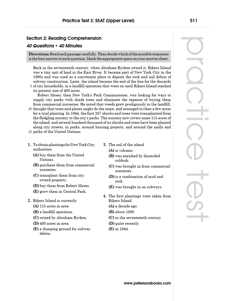 SSAT Practice Test 2 | PDF