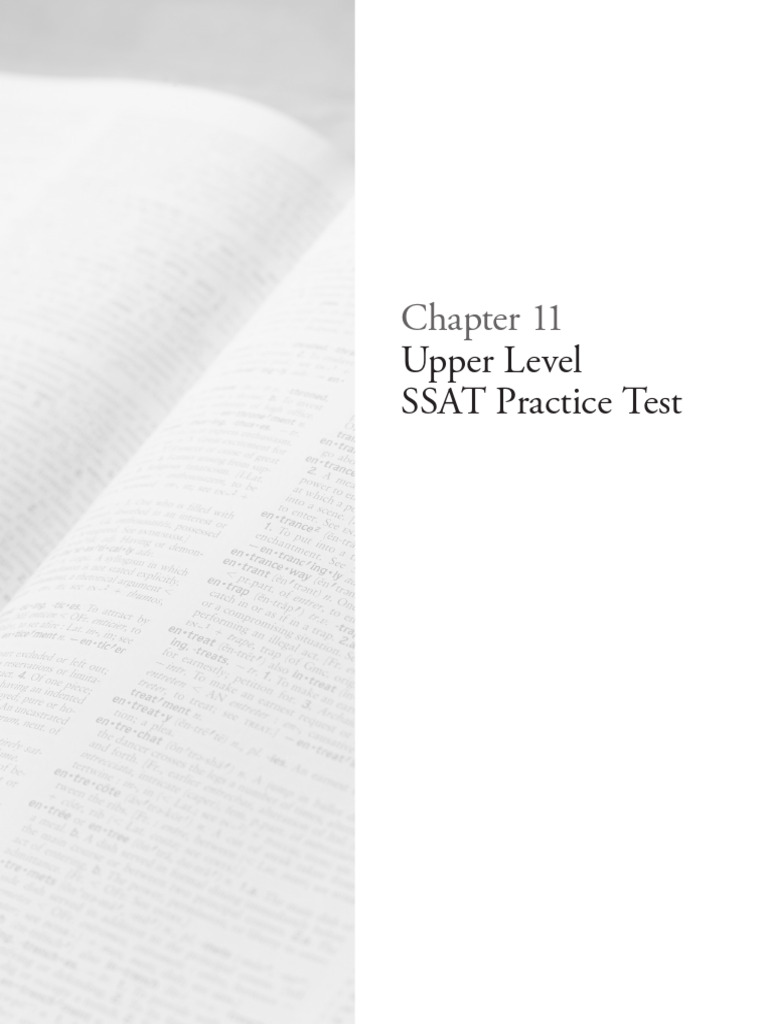 Upper Level SSAT Practice Test | PDF