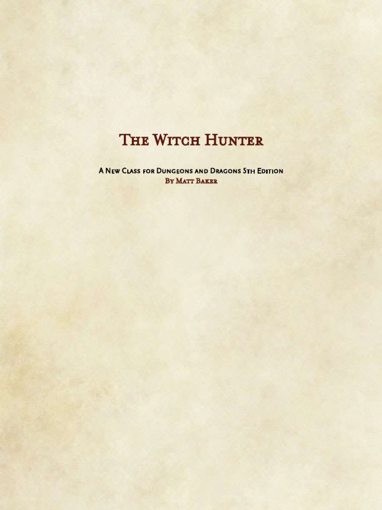 D&D 5E - Homebrew - Class Witch Hunter | PDF