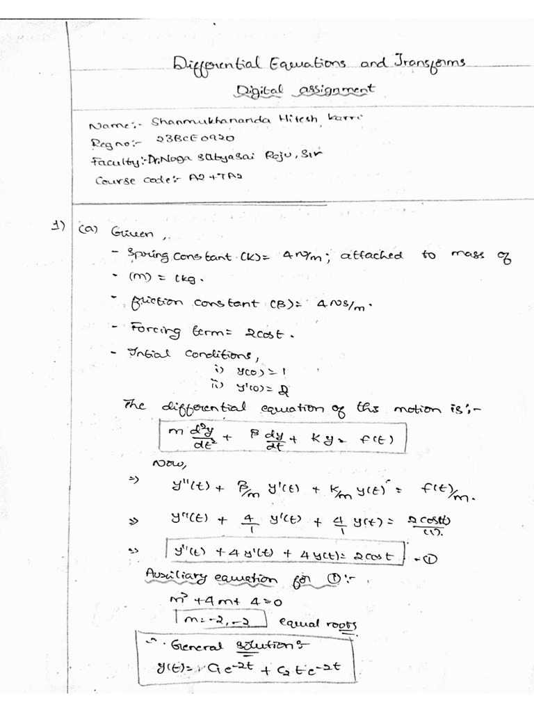 Differential Equations and Transforms Da | PDF