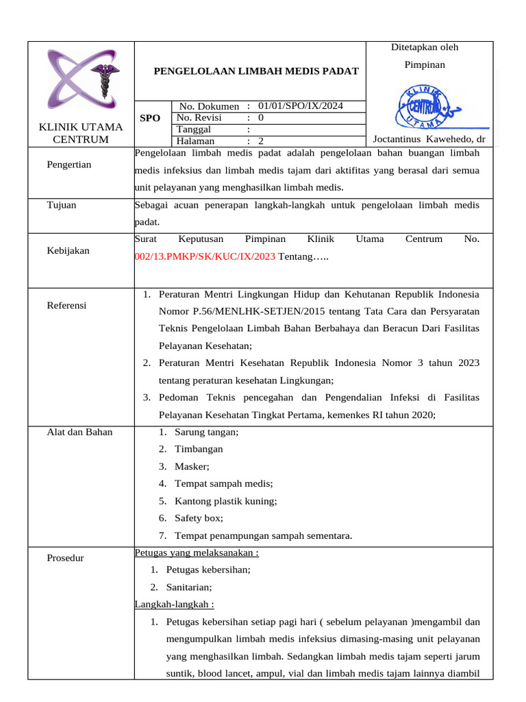 1 Pengelolaan Limbah Medis Padat Pdf