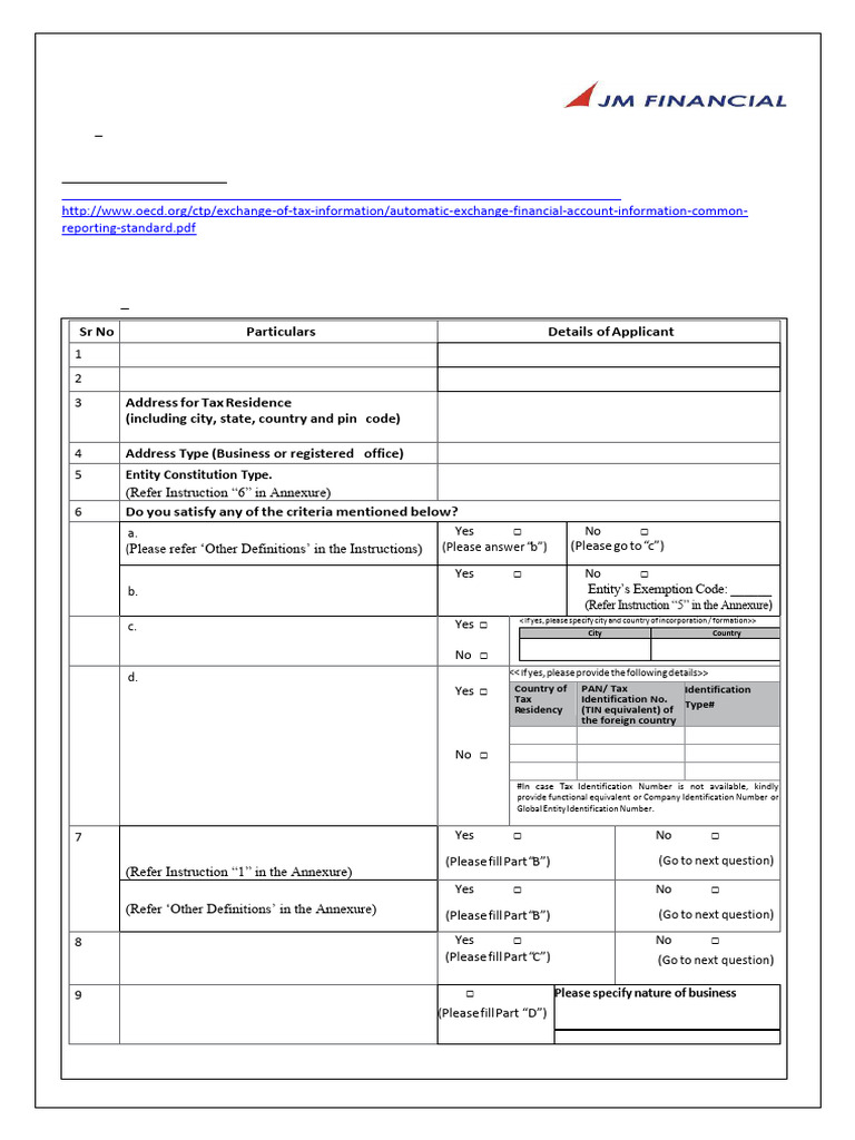 FATCA Form - Non Individual Clients | PDF | Securities (Finance) | Identity Document