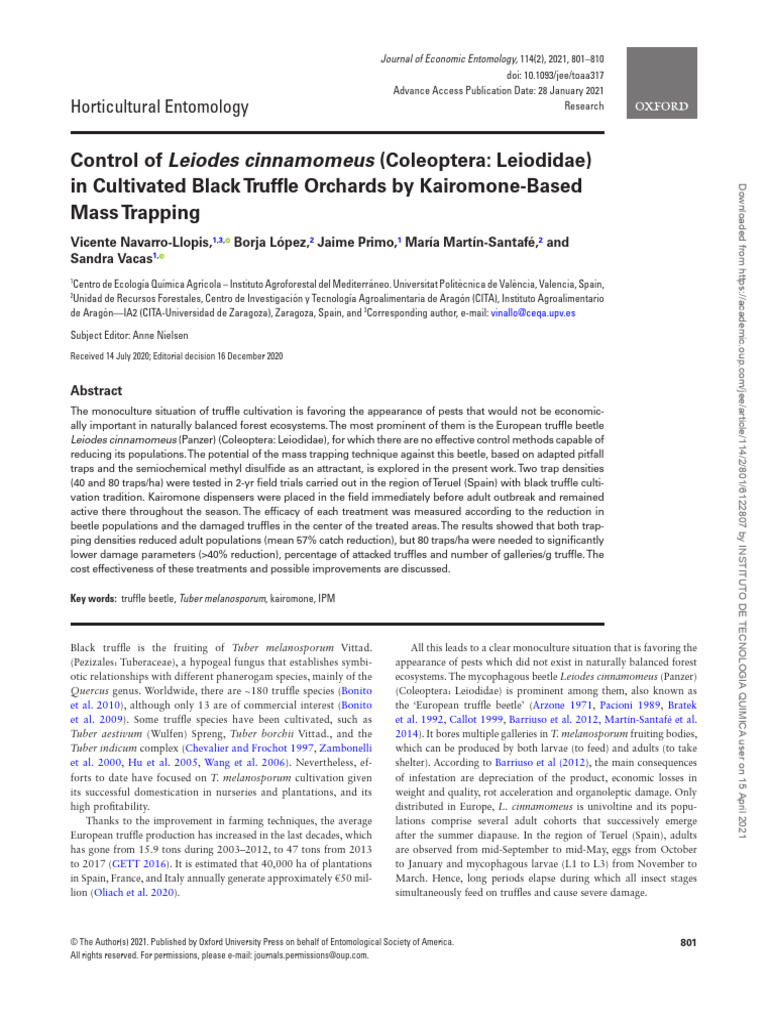Navarro-LlopisLopezPrimo - Control of Leiodes Cinnamomeus Coleoptera Leiodidae in Cultivated ...