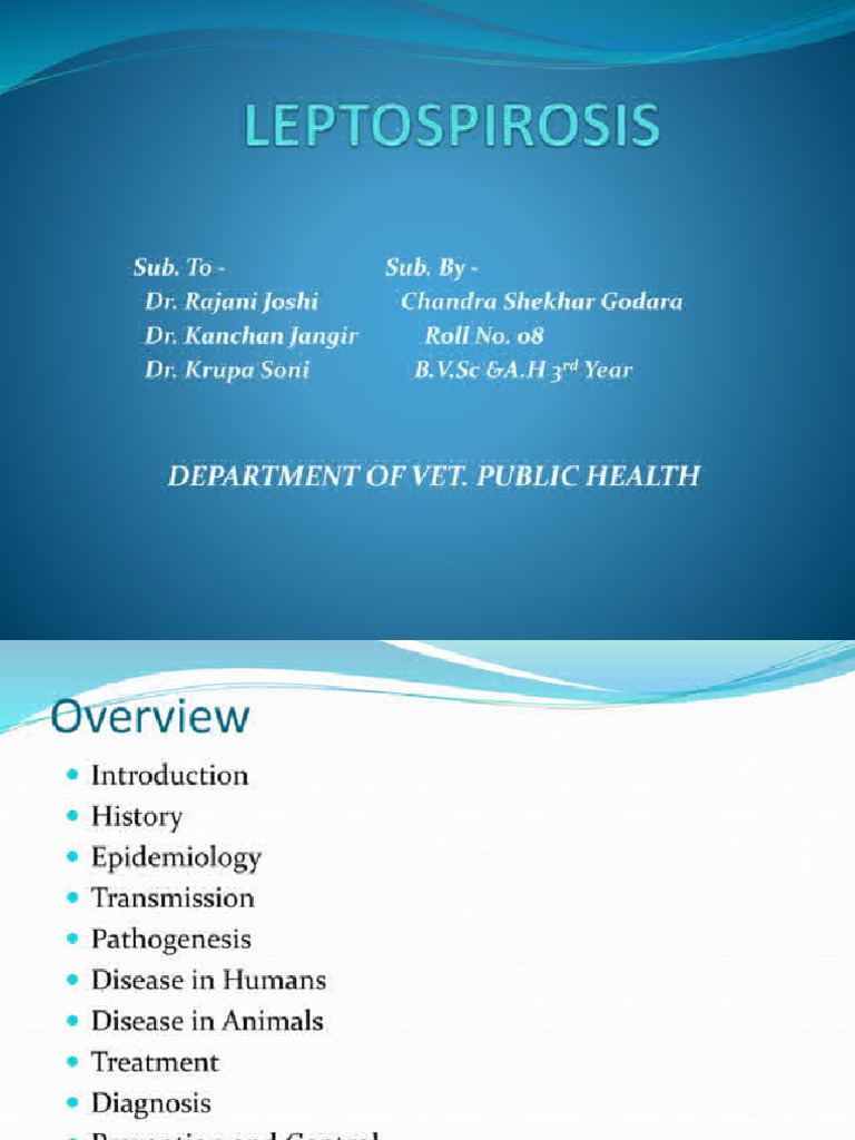 Veterinary Public Health Assign On Leptospirosis by DR Chandra Shekhar ...