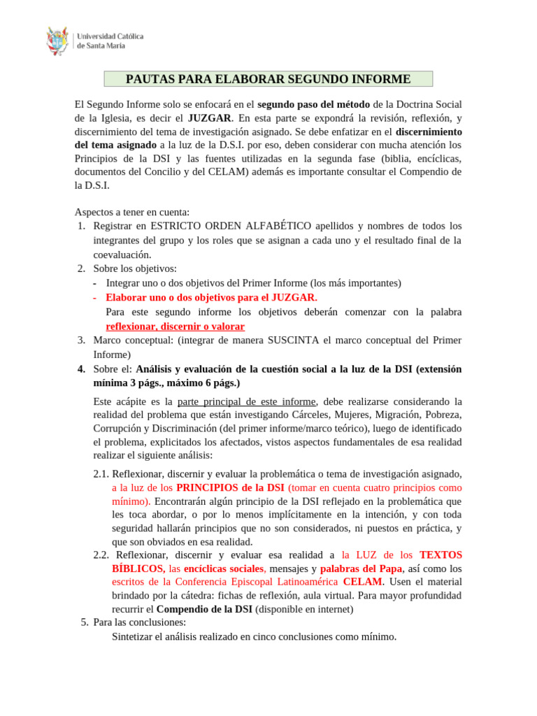 PAUTAS PARA ELABORAR INFORME 2 | PDF