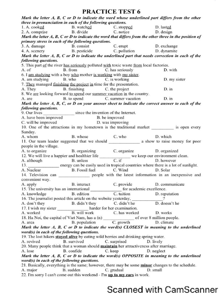 Practice Test 6 | PDF