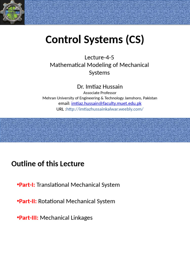 Lecture-4-5 Modeling of Mechanical Systems | PDF