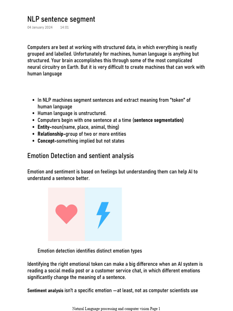 NLP Sentence Segment: Emotion Detection and Sentient Analysis | PDF
