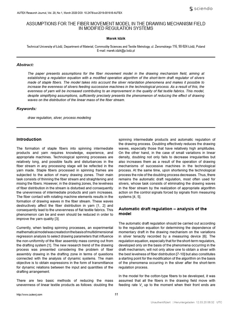 [23000929 - Autex Research Journal] Assumptions for the Fiber Movement ...