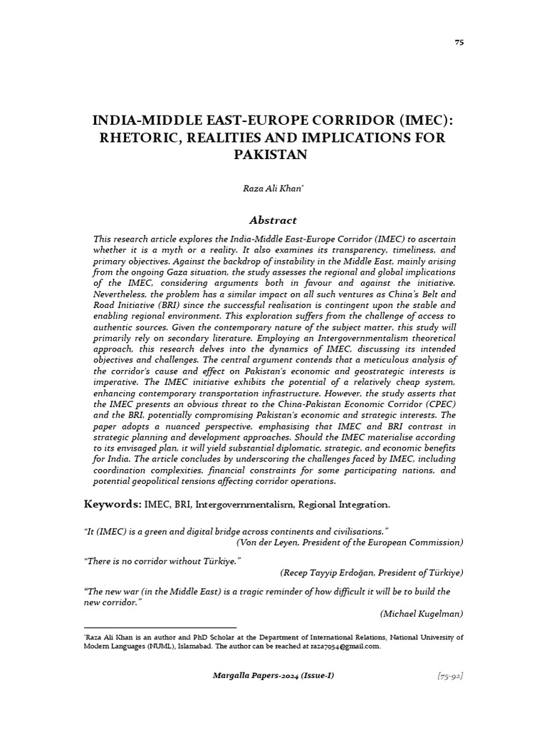 India-Middle East-Europe Corridor (Imec) | PDF