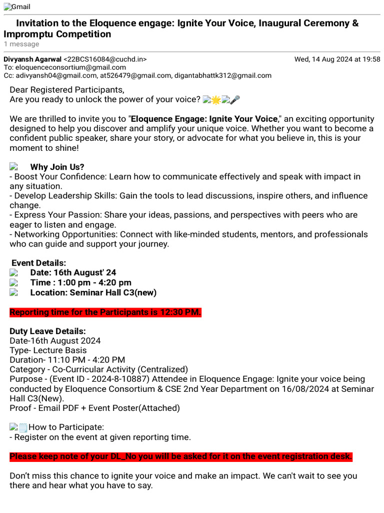 Gmail - ?invitation To The Eloquence Engage - Ignite Your Voice ...