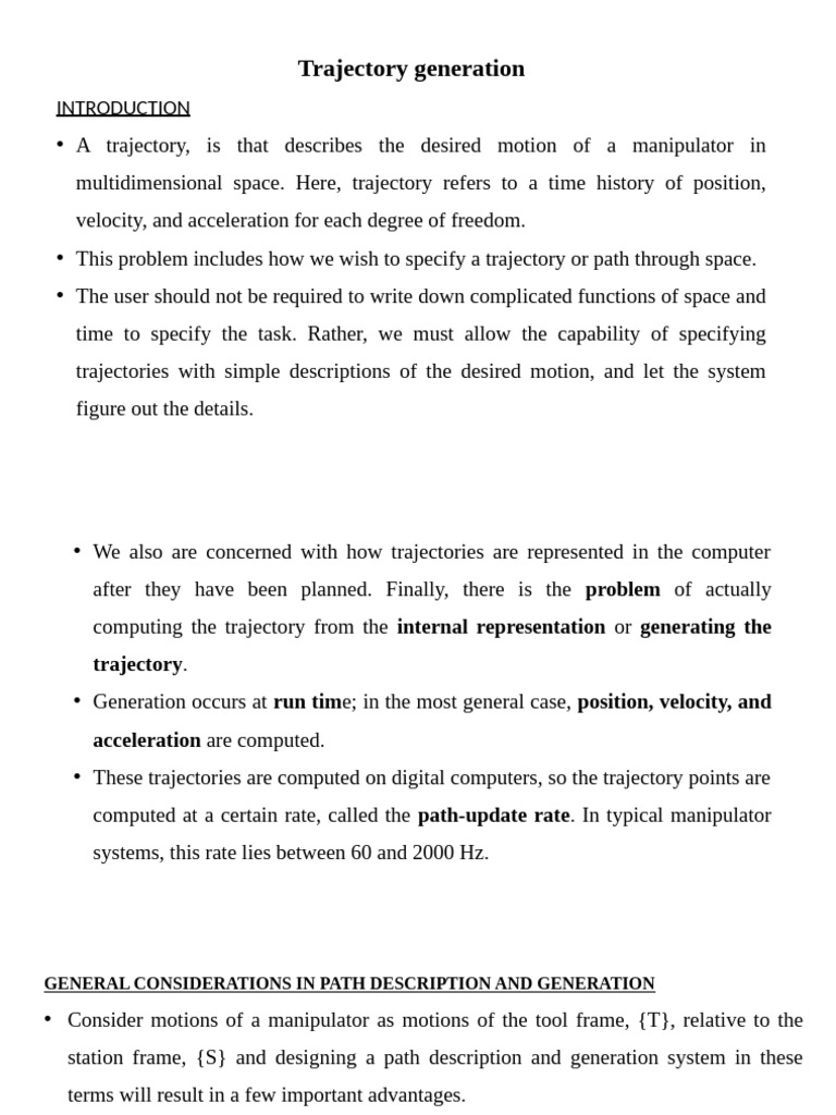 Trajectory Generation | PDF