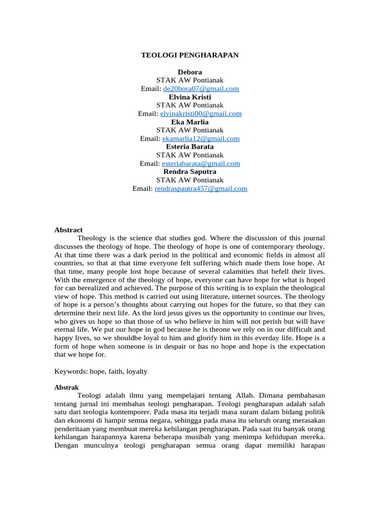 Teologi Pengharapan | PDF
