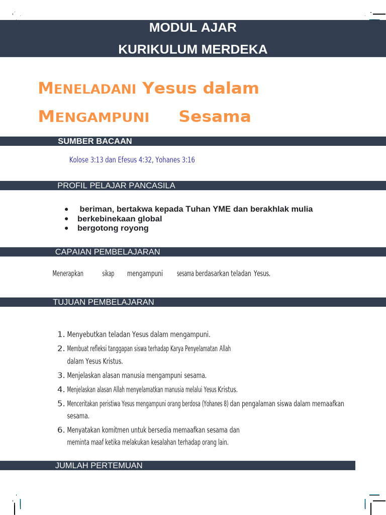 Modul Ajar 3 Meneladani Yesus Dalam Mengampuni Sesama | PDF
