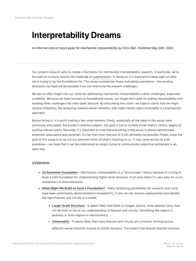 Interpretability Dreams | PDF