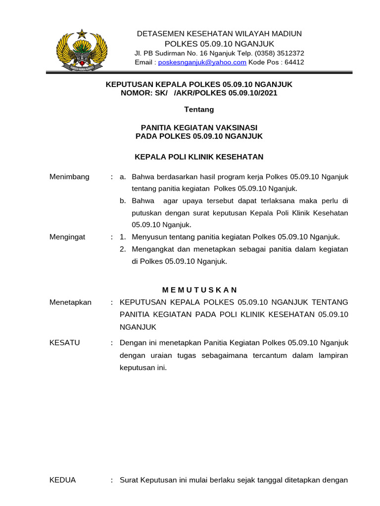 Surat Kebijakan Kegiatan Vaksinasi | PDF