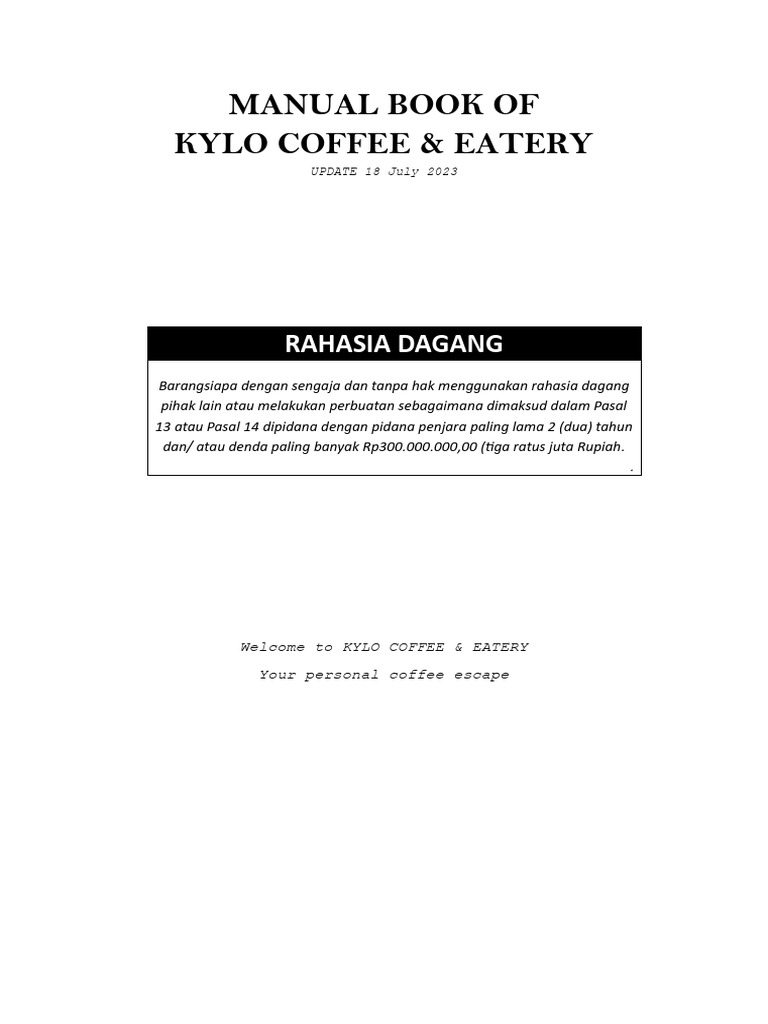 Manual Book Barista 20.7.23 | PDF