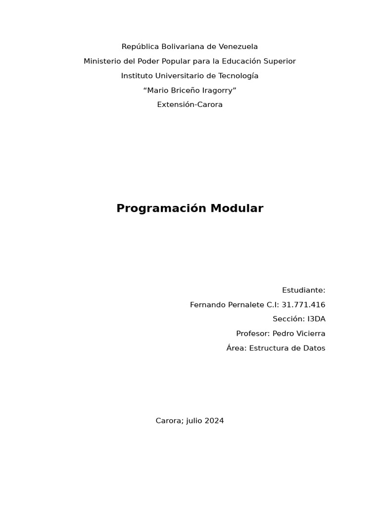 Informe Programación Modular | PDF