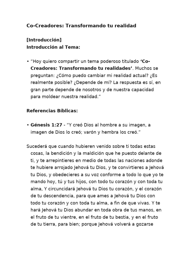 Co-Creadores Transformando Tu Realidad | PDF