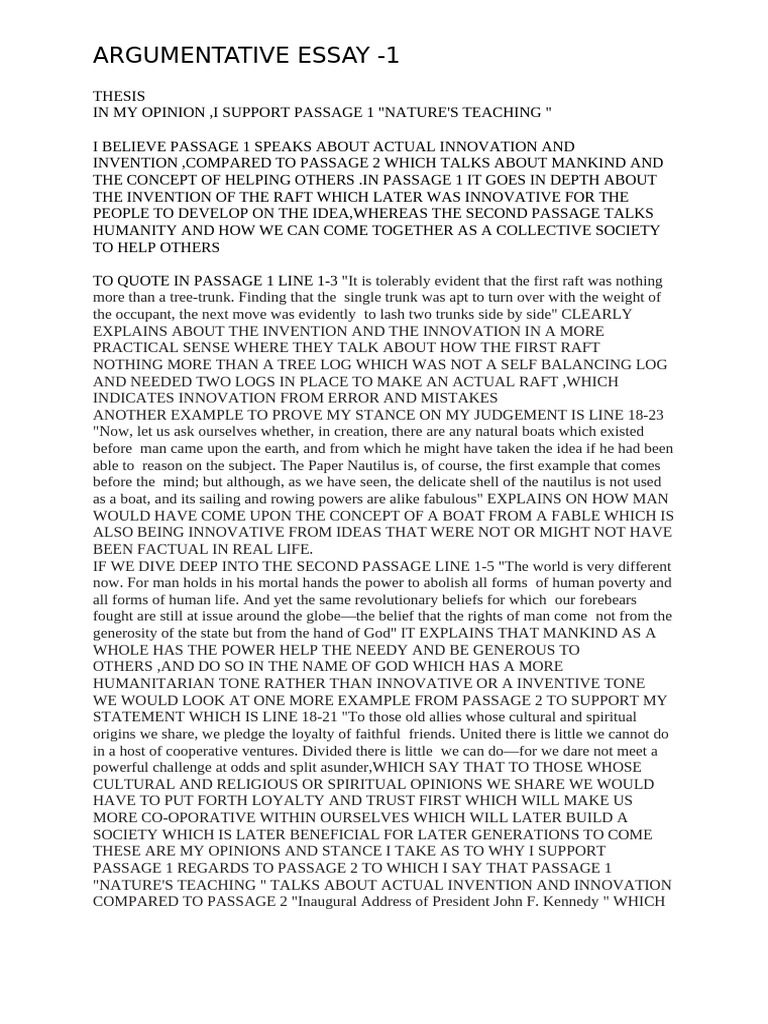 Argumentative Essay 1 | PDF