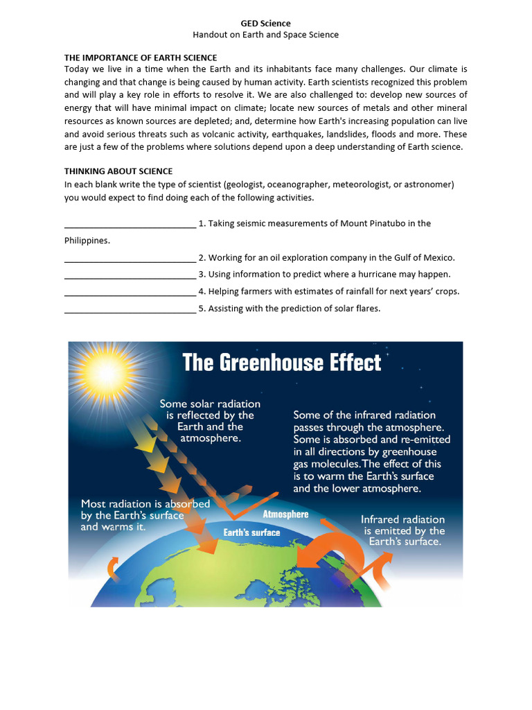 GED Science - EARTH and SPACE Handout | PDF