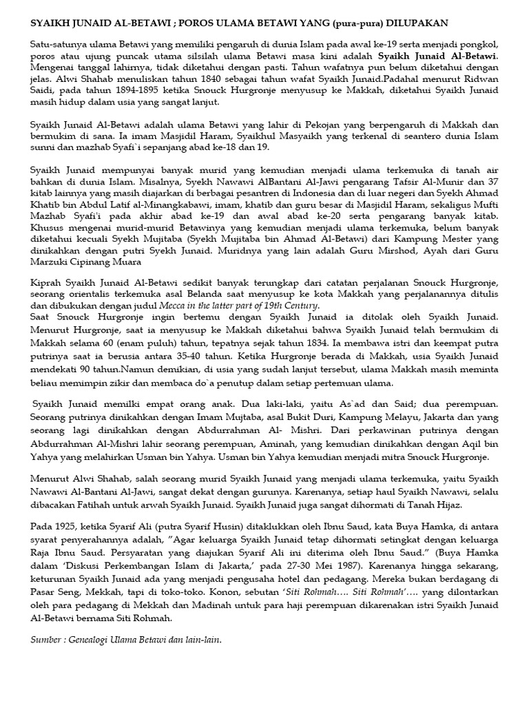 Syaikh Junaid Ulama Betawi | PDF | Islamic Ethics | Abrahamic Religions