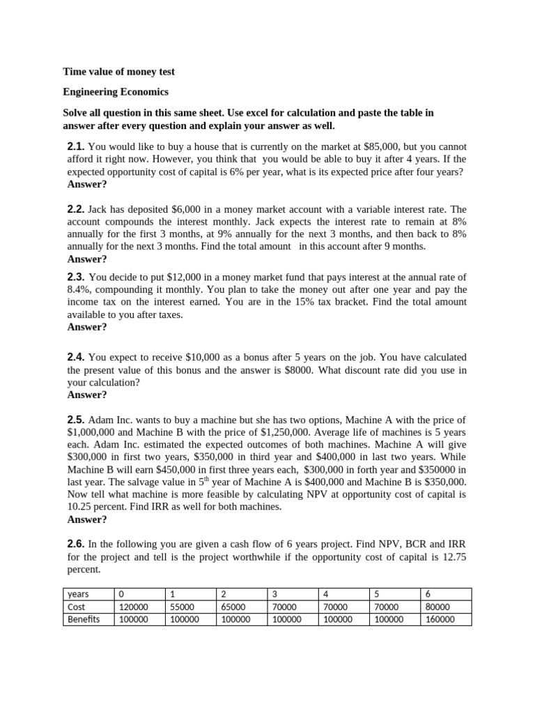 Time Value of Money Test | PDF