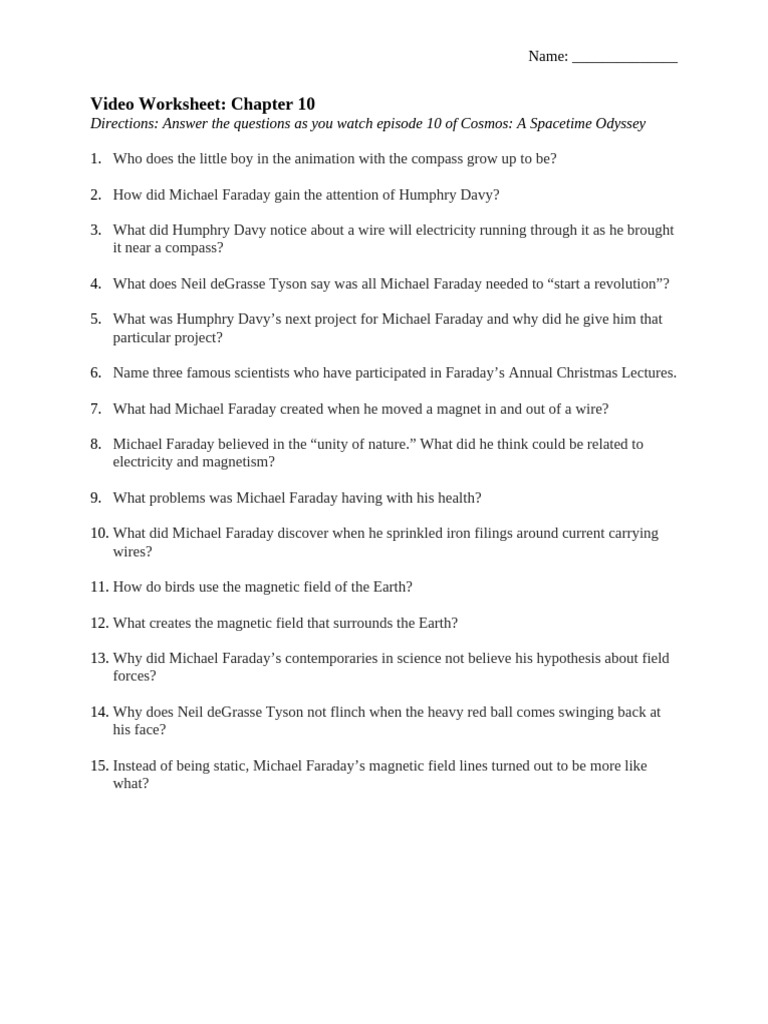 VideoWorksheet Chapter10 | PDF