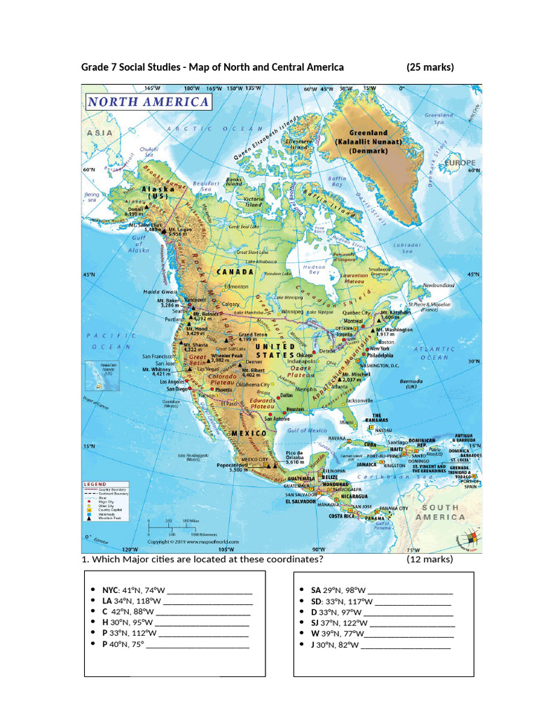 Physical Map of U.S. Exercisedocx | PDF | North America | Travel