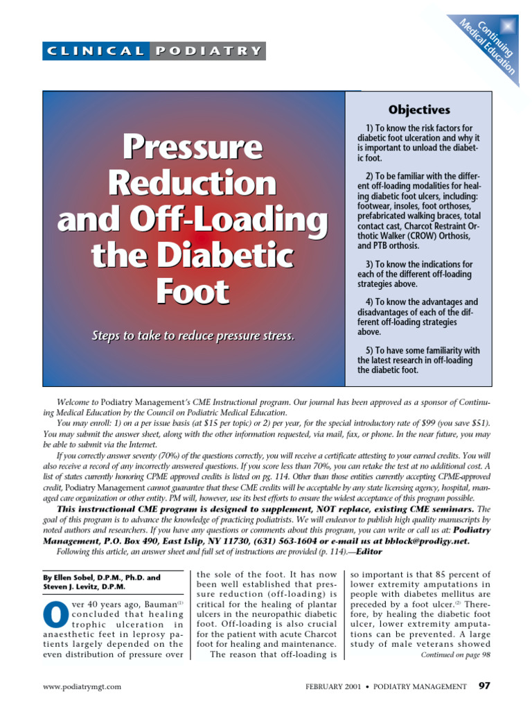 Pressure Reduction and Off Loading The Diabetic Foot | PDF