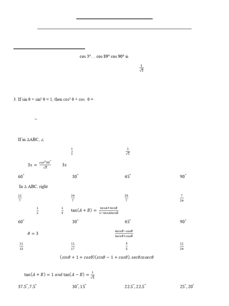 Trigonometry Chapter End | PDF